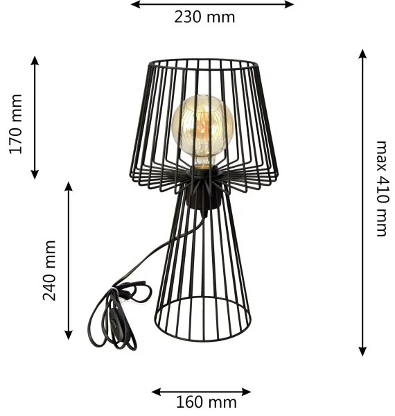 Stolní lampa TORRI 1xE27/15W/230V černá