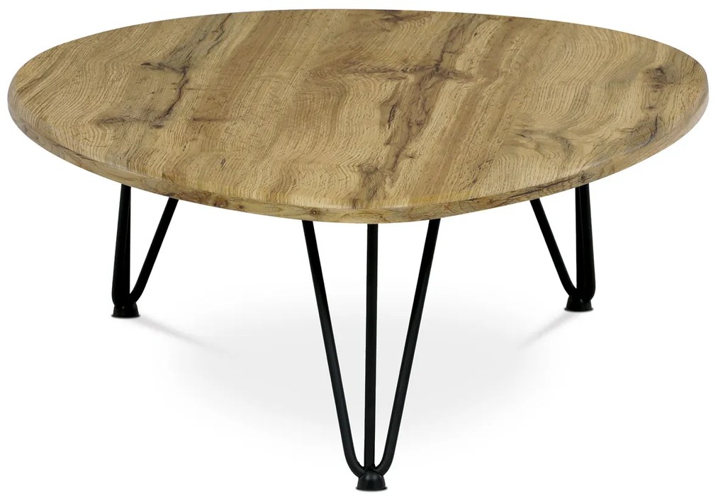 Konferenční stůl, MDF deska, dekor divoký dub, černý kov