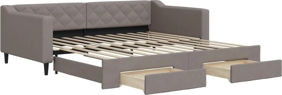 Válenda s přistýlkou a zásuvkami taupe 100 x 200 cm textil 3197470