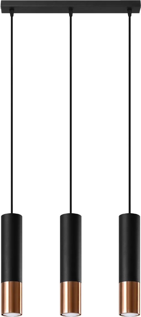 Sollux Lighting Závěsné svítidlo LOOPEZ 3L černé/měď