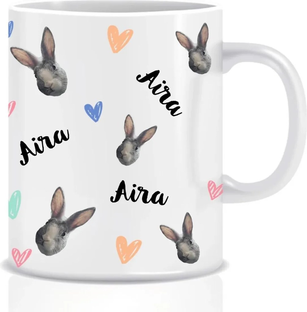 Personalizovaný klasický bílý keramický hrníček 300 ml s mazlíčky