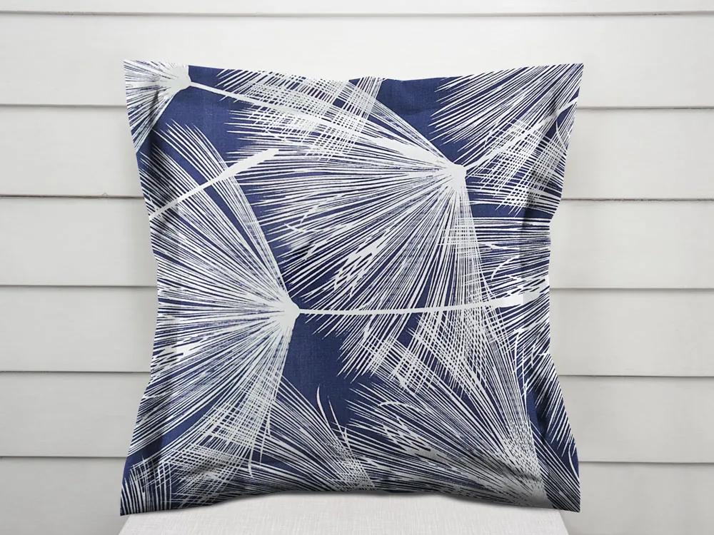 Biante Bavlněný povlak na polštář s lemem Sandra SA-414 Bílé abstraktní chmíří na modrém 40 x 40 cm