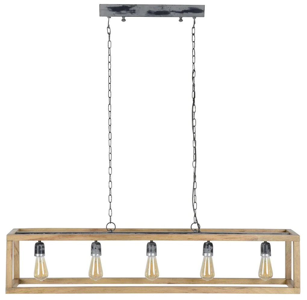 Aldo Závěsná lampa 5L dřevěný obdélníkový rám