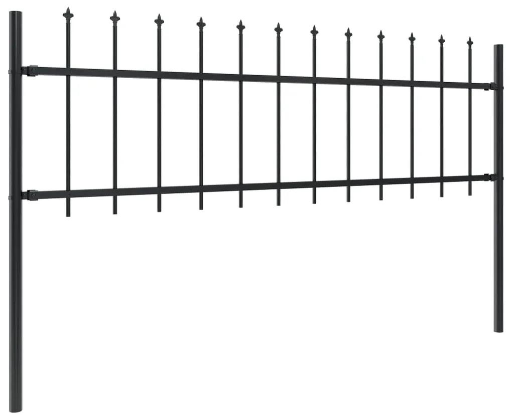 Zahradní plot s hroty ocelový 13,6 x 0,6 m černý