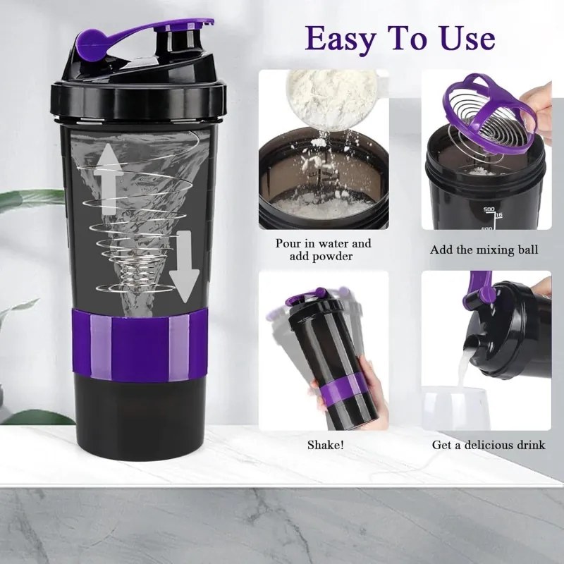Flamenco Mystique Sportovní šejkr 500ML s Twist Off víkem a sítkem na proteinové nápoje BD55FIO