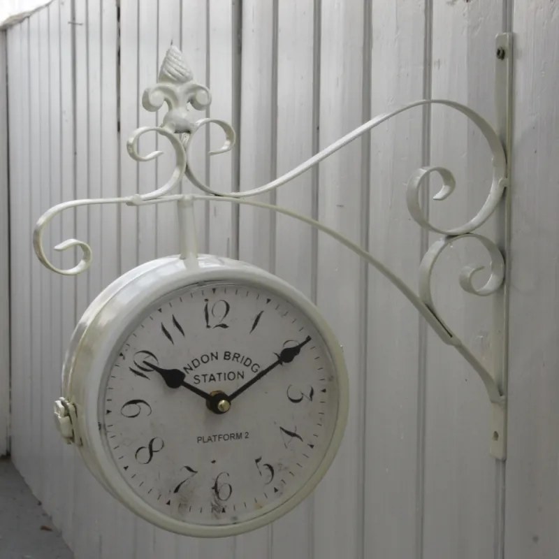 Oboustranné hodiny bílé LONDON BRIDGE 16cm