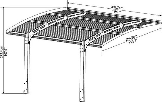 Hliníkový přístřešek s obloukovou střechou Palram Arizona 5000