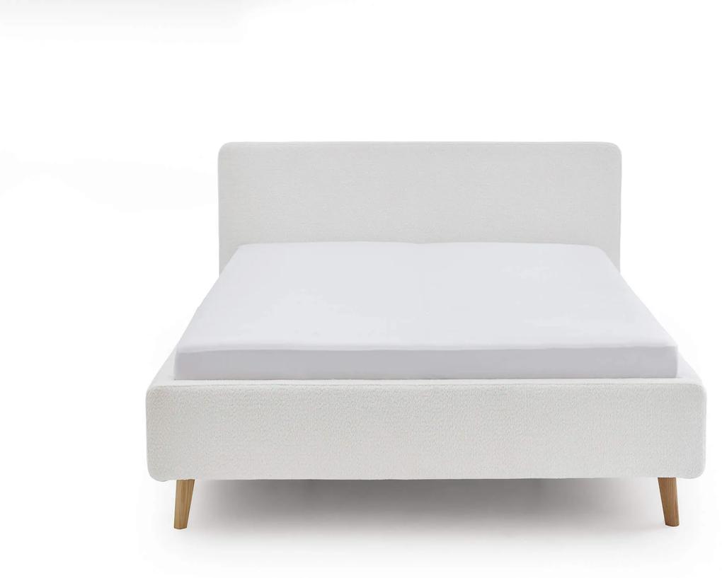 Dvoulůžková postel taupe 160 x 200 cm fleece bílá MUZZA