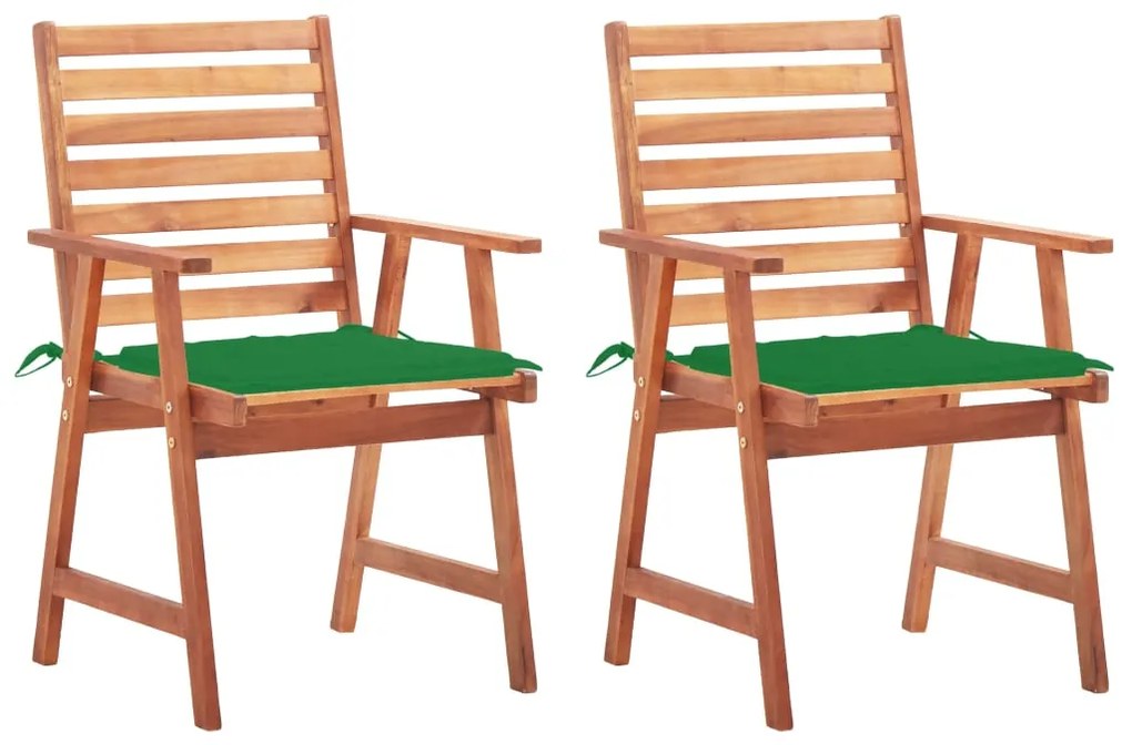 3064325 vidaXL Zahradní jídelní židle 2 ks s poduškami masivní akáciové dřevo