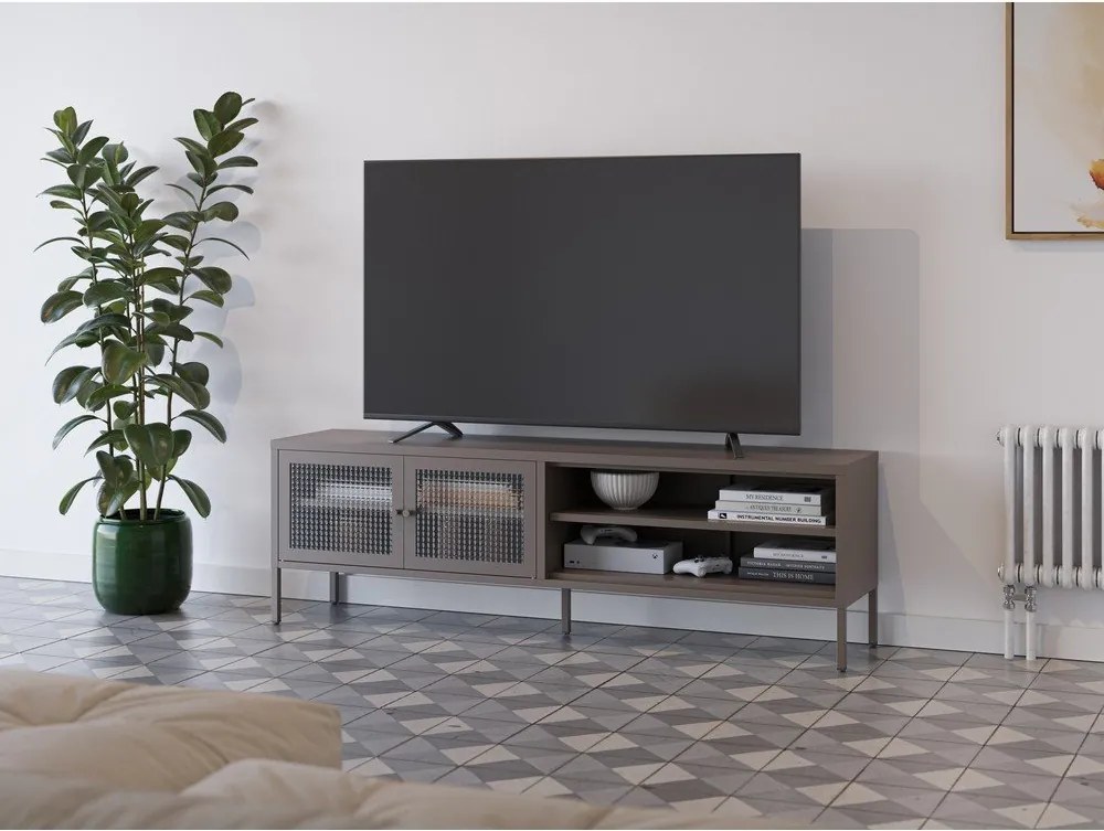 Šedý kovový TV stolek 160x50x35 cm Layna – Marckeric