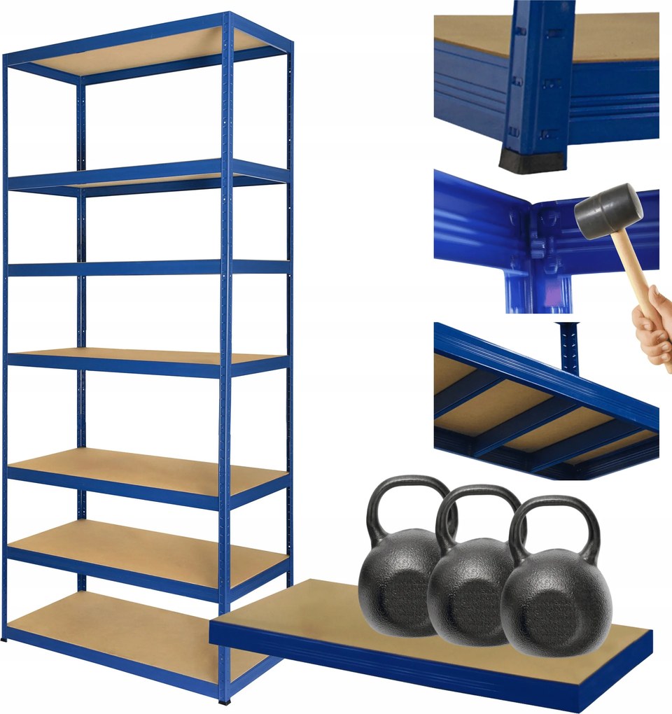 Kovový skladový regál Helios 270x110x50 cm 7Px350 kg Pevný Nebe