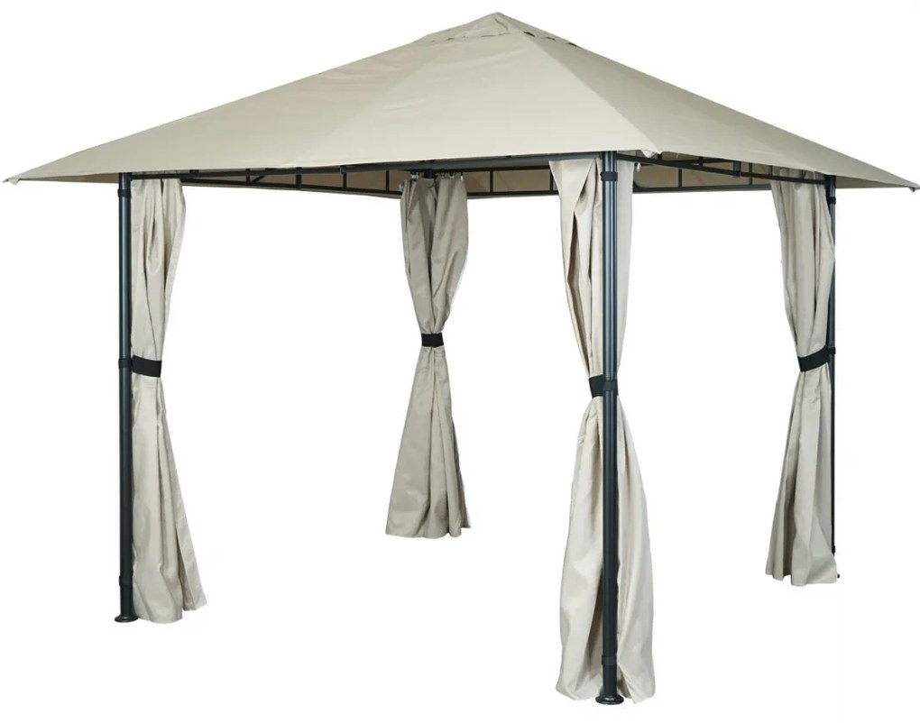 Pergola HWC-J63 se střechou a boční stěnou 3x3m - krémová