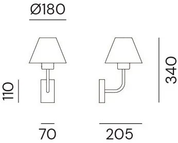 Il Fanale Fiordo, nástěnné svítidlo z mosazi a mědi, 1x48W G9, výška 34cm, IP54