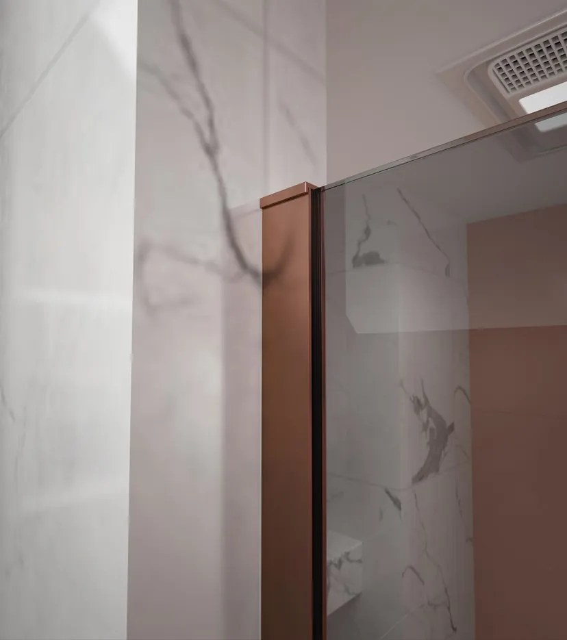 Erga Paris, sprchová zástěna Walk-In 160x200 cm, 8mm šedé sklo, měděný matný profil, ERG-V02-PARIS-160x200-GR-CO