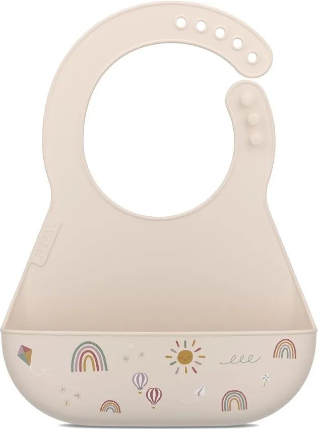 Béžový silikonový bryndák Sunshine & Rainbow – Mepal