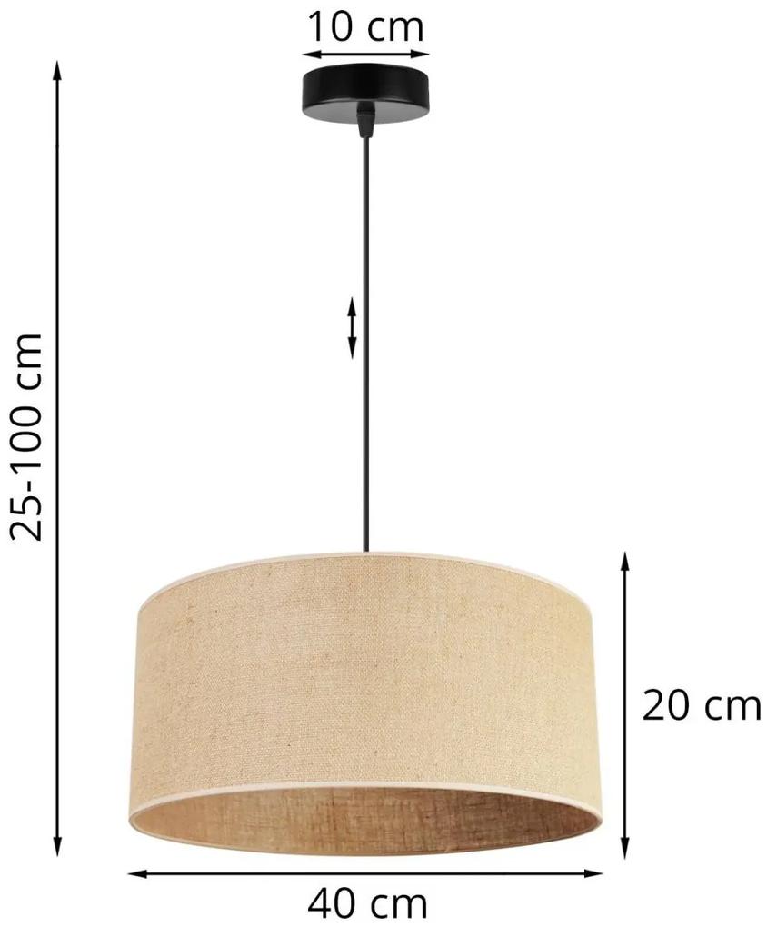 Závěsné svítidlo JUTA, 1x jutové stínítko, (výběr ze 2 barev konstrukce), (fi 40cm, ve 20cm)