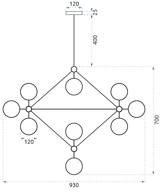 Toolight Stropní závěsná lampa zlatá APP267-15C