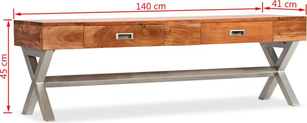 vidaXL TV stolek se zásuvkami masivní akácie sheeshamová úprava 140 cm [245373]