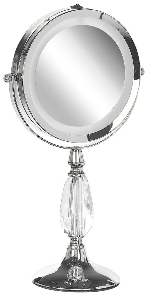Kosmetické zrcátko s LED osvětlením ø 18 cm stříbrné MAURY Beliani