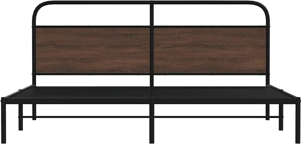 Kovový rám postele bez matrace hnědý dub 180 x 200 cm 3318656