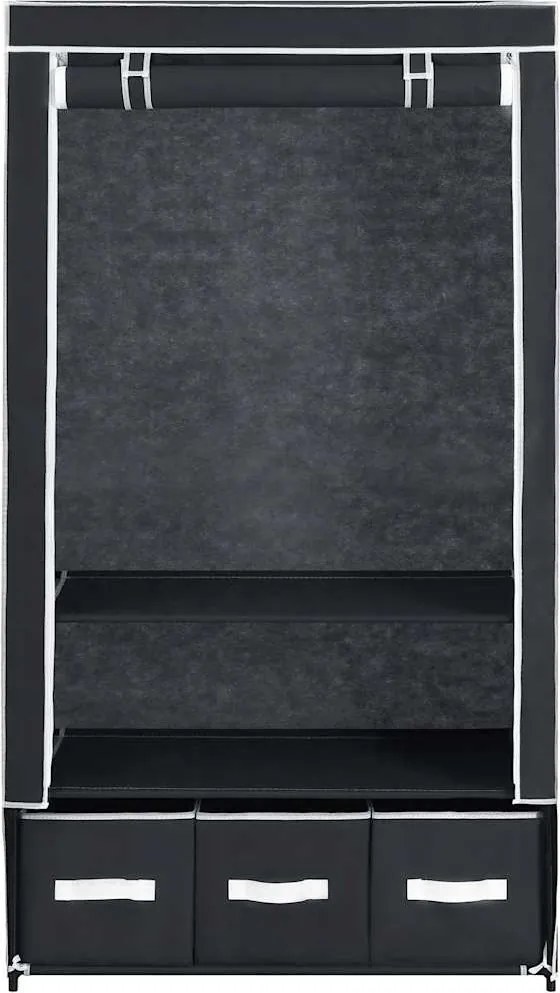 Šatní skříň černá 87 x 49 x 159 cm textil 282457