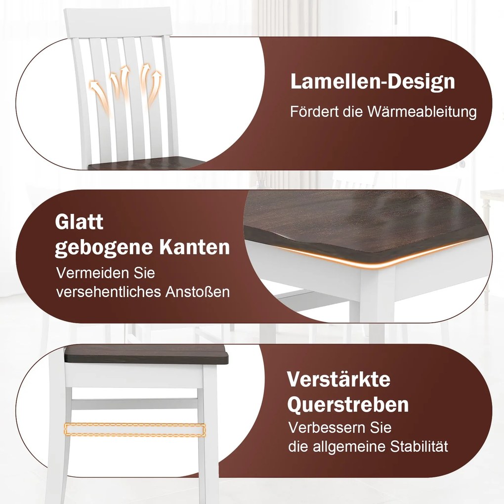 Costway Sada 2 jídelních židlí bezruké kuchyňské židle s ergonomickým opěradlem