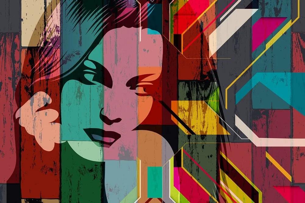 Samolepící tapeta portrét ženy na barevném pozadí - 150x100 cm