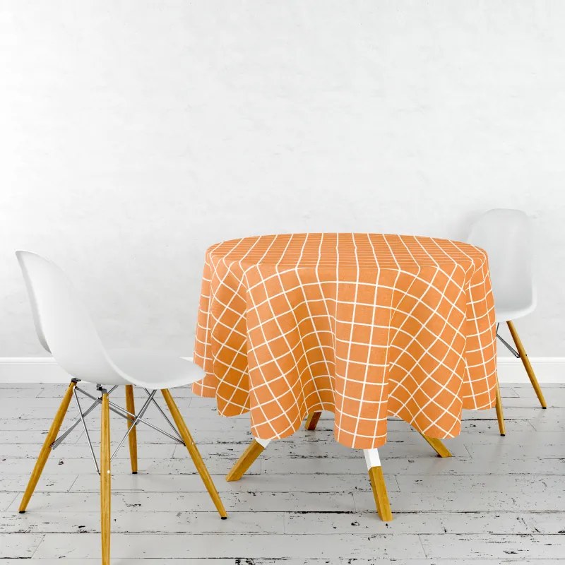 Ubrus PVC kulatý DC-8400 - Kostkovaná oranž (různé velikosti)