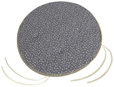 Bellatex Sedák Adéla kulatý hladký - šedý kvítek, 40 cm