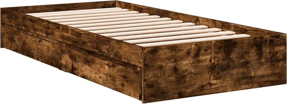 Rám postele se zásuvkami kouřový dub 100 x 200 cm kompozit 3280675