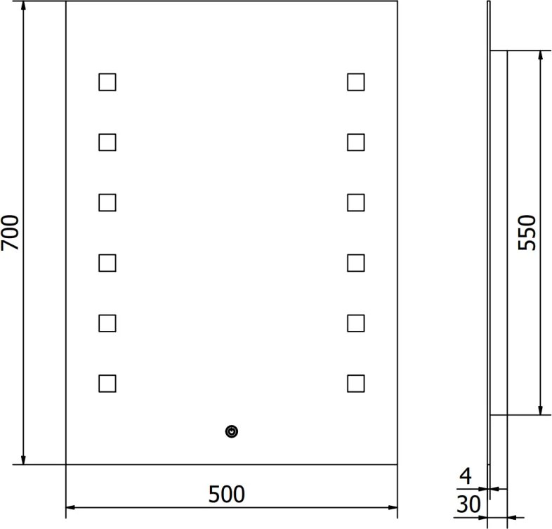 Mexen Ner, LED koupelnové zrcadlo s podsvícením 50x70 cm, 6000K, ochrana proti zamlžování, 9809-050-070-611-00