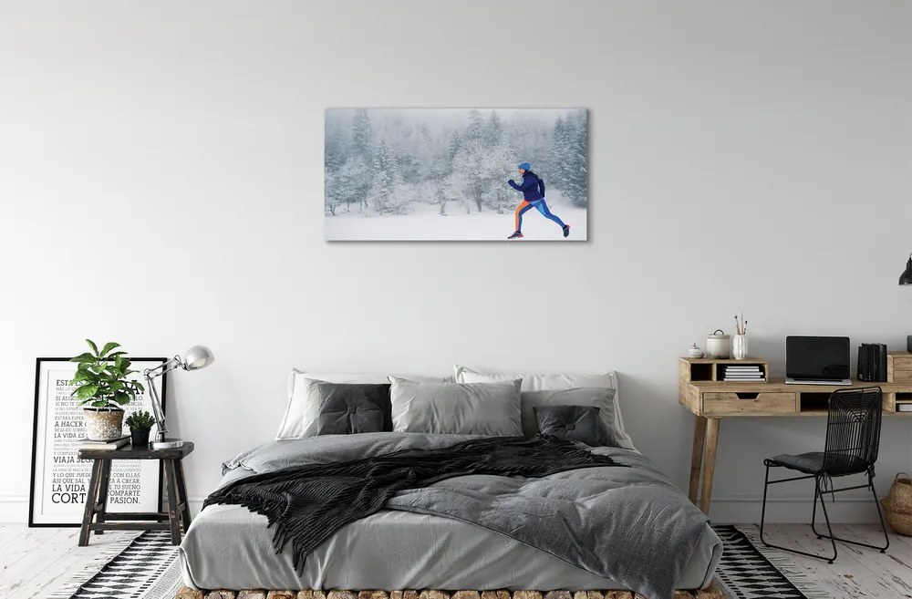 Obrazy na plátně Les v zimě sníh muž 140x70 cm
