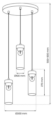 Lustr na lanku ELICA 3xE27/60W/230V