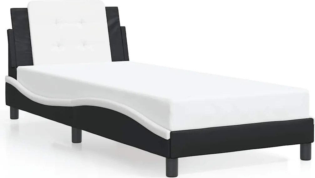 Rám postele bez matrace Zadar černý a bílý 90 x 190 cm umělá kůže 3208154