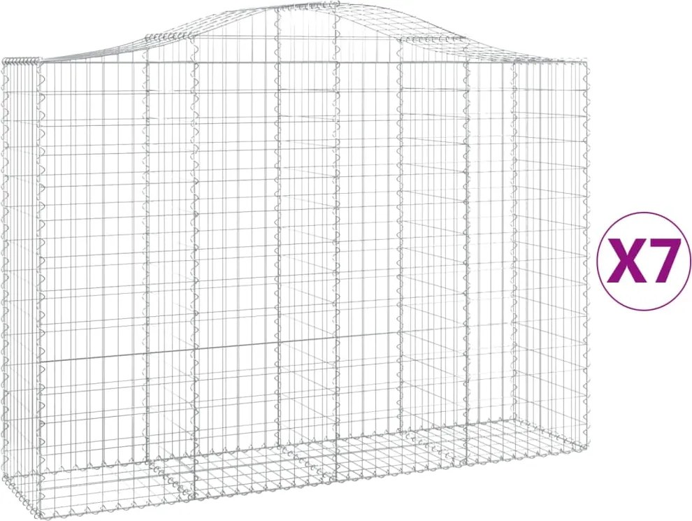 Klenuté gabionové koše 7 ks 200x50x140/160cm pozinkované železo 3145687