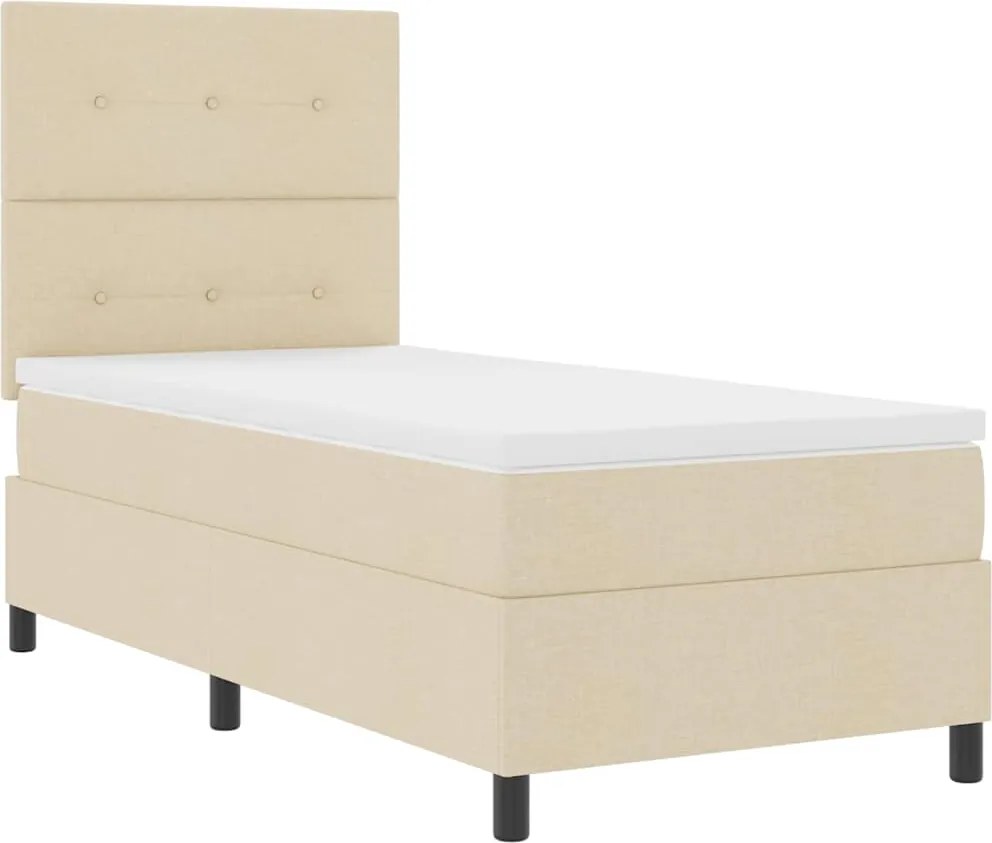Postel s boxspringem s čelo Krémová 100 x 200 cm textil 3339369
