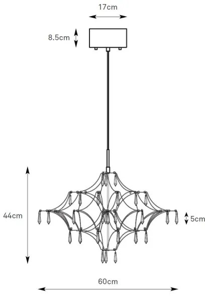 Markslöjd 108869 - LED Stm. křišť. lustr na lanku EFESOS LED/14W/230V pr. 60 cm