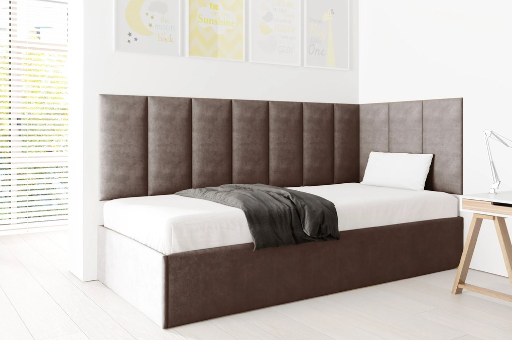 Eka Čalouněná postel Lucy s čalouněnými panely ZDARMA - 90x200 cm Barva látky Trinity: Krémově bíla (Trinity 2301)