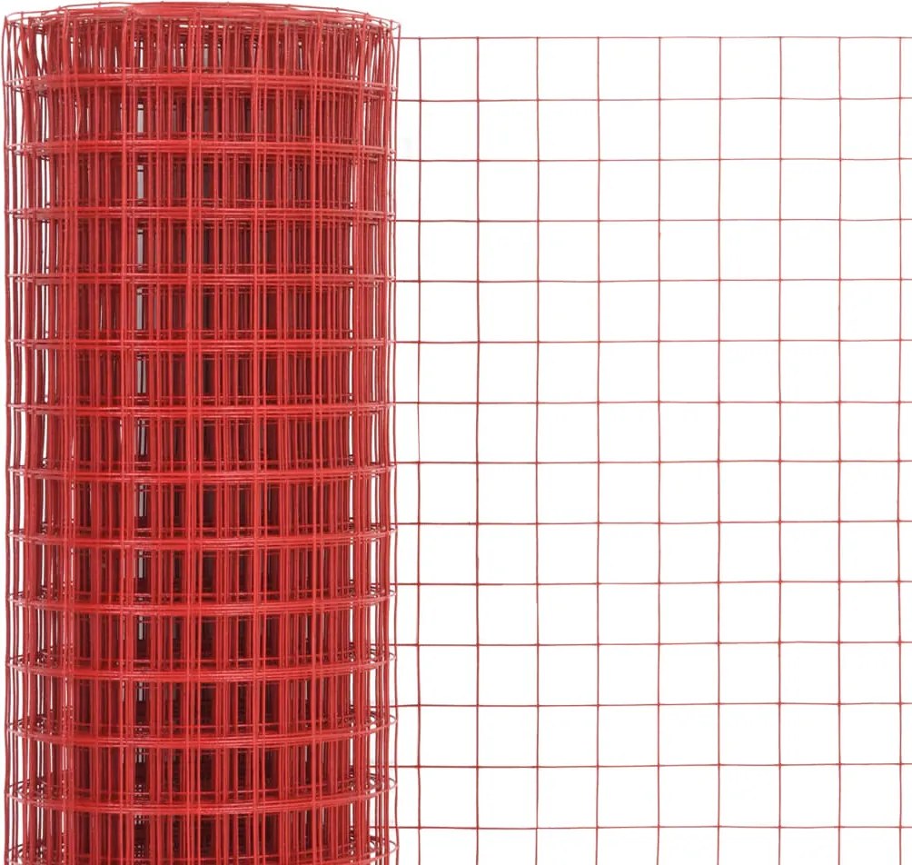 Pletivo ke kurníku ocel PVC vrstva 10 x 1 m červené 143662