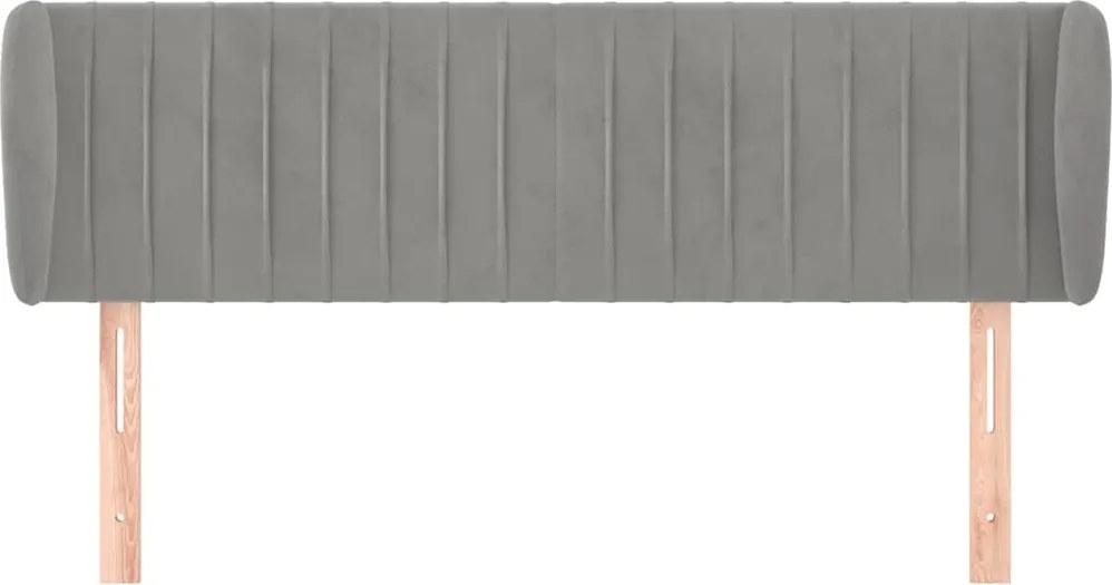 Čelo postele typu ušák světle šedé 147x23x78/88 cm samet 3117430