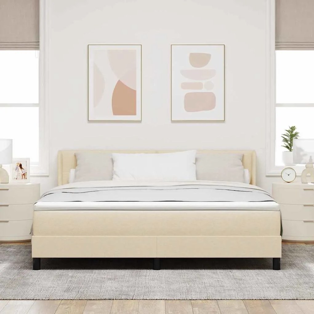 Postel s boxspringem s čelo Krémová 200 x 180 cm textil 3341123