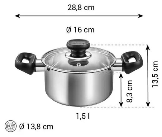 Nerezový hrnec s pokličkou na indukci 1,5 l Brava – Tescoma