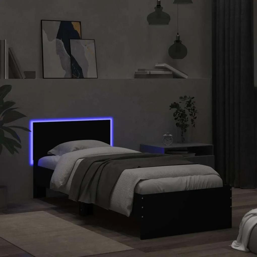 vidaXL Rám postele s čelem a LED osvětlením 75 x 190 cm [838842] Barva: Bílá