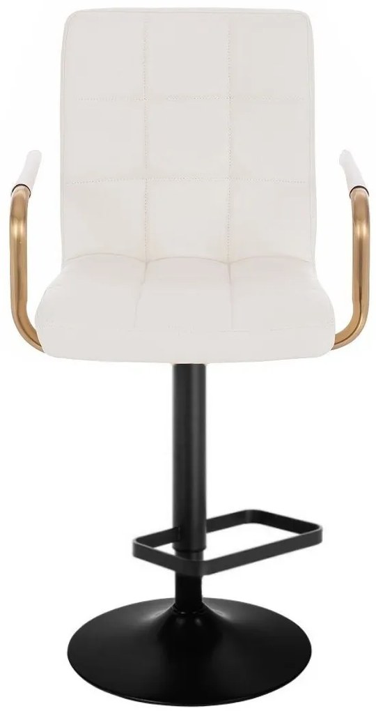 LuxuryForm DESIGN Barová židle VERONA GOLD na černé kulaté podstavě - bílá
