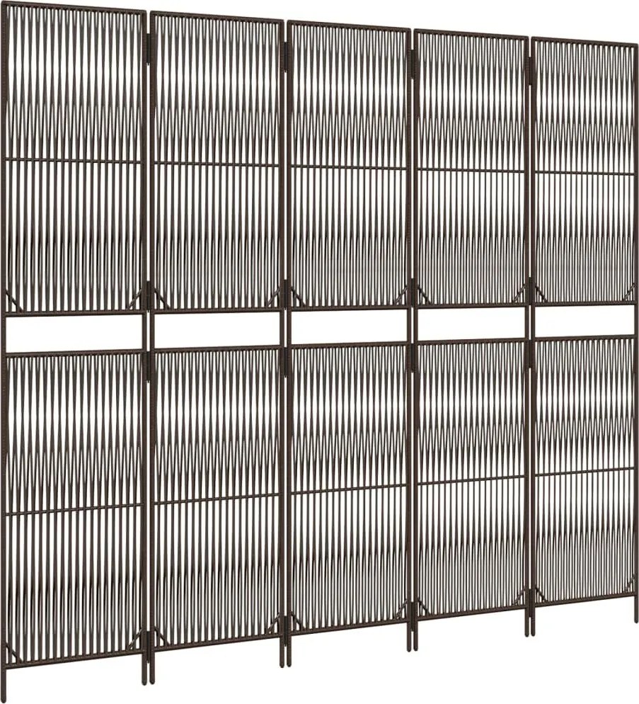 vidaXL Dělicí stěna 5 panelů polyratan [365399] Barva: Černá