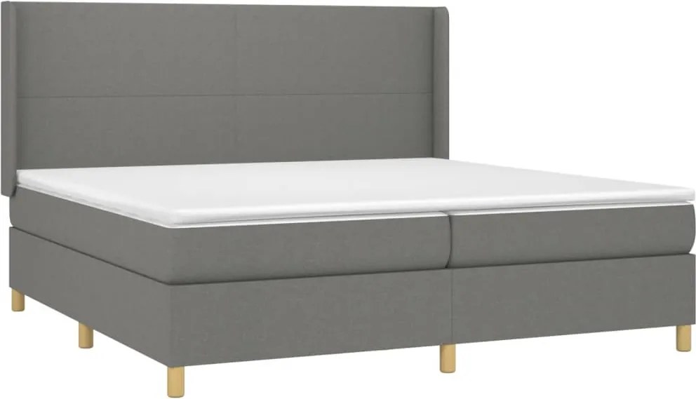 Box spring postel s matrací a LED tmavě šedá 200x200 cm textil 3138742
