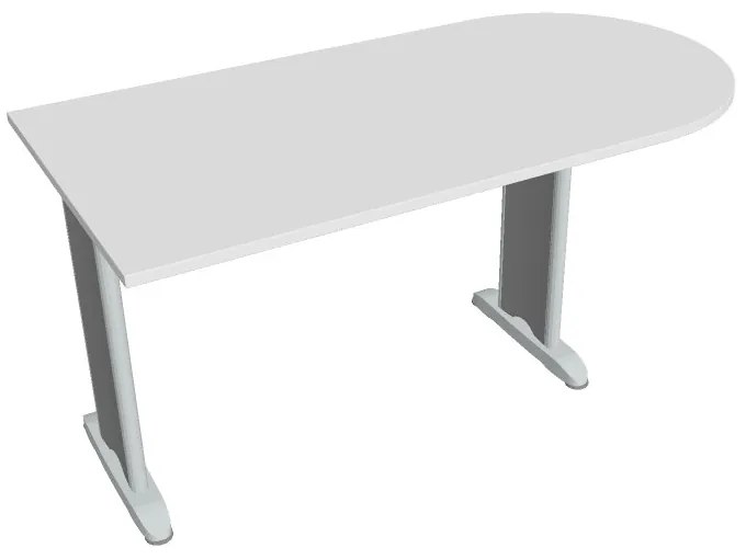 Stůl jednací oblouk 160 cm - Hobis Flex FP 1600 1 Dekor stolové desky: bílá, Barva nohou: Stříbrná