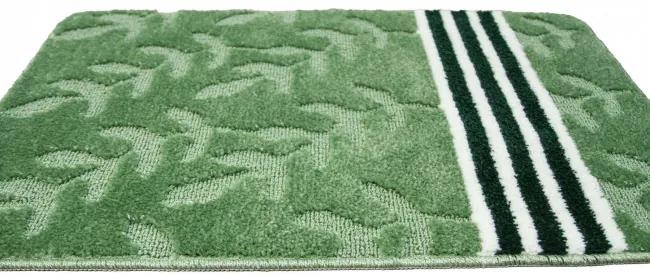 Koupelnový kobereček NATEL pruhy / listí, zelený