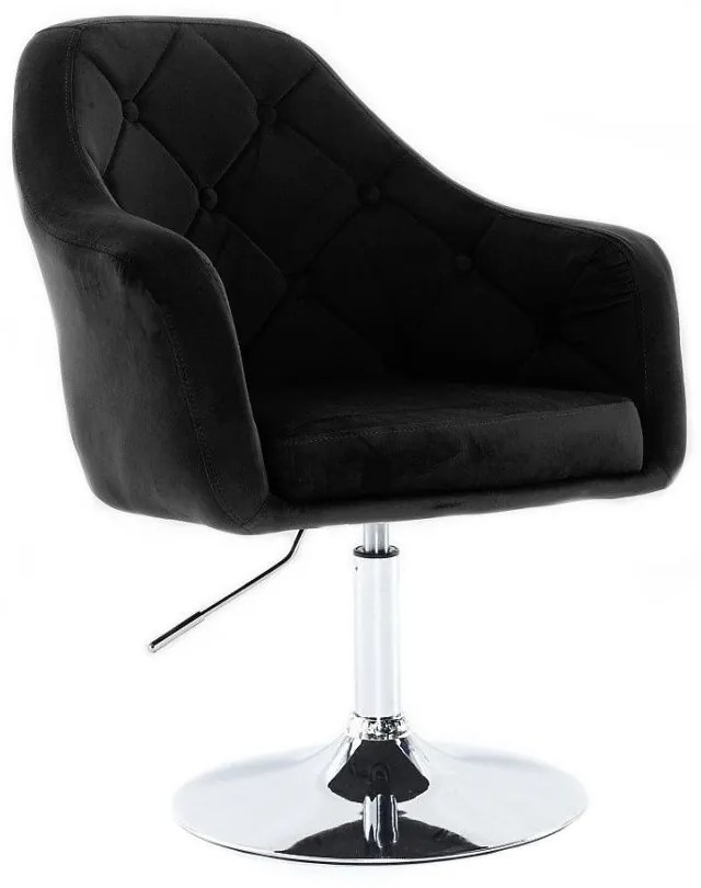 LuxuryForm DESIGN Otočné křeslo ANDORA VELUR na stříbrném talíři - černé