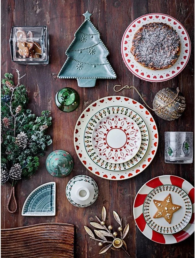 Červený talíř s vánočním motivem z kameniny ø 23 cm Yule – Bloomingville